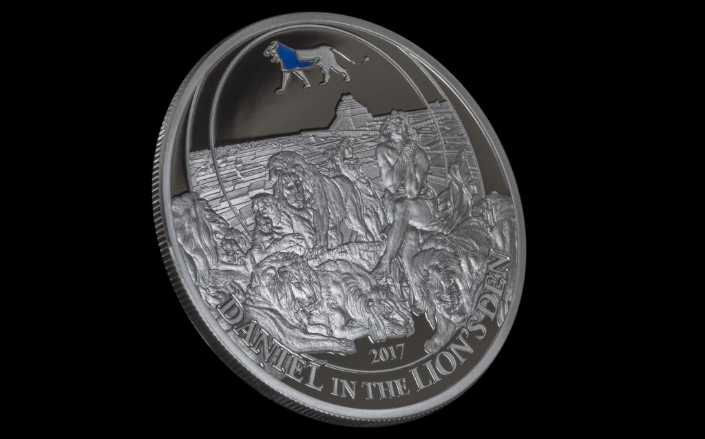 Palau - 2017 - 2 Dollars - Biblical Stories DANIEL IN THE LIONS DEN ...