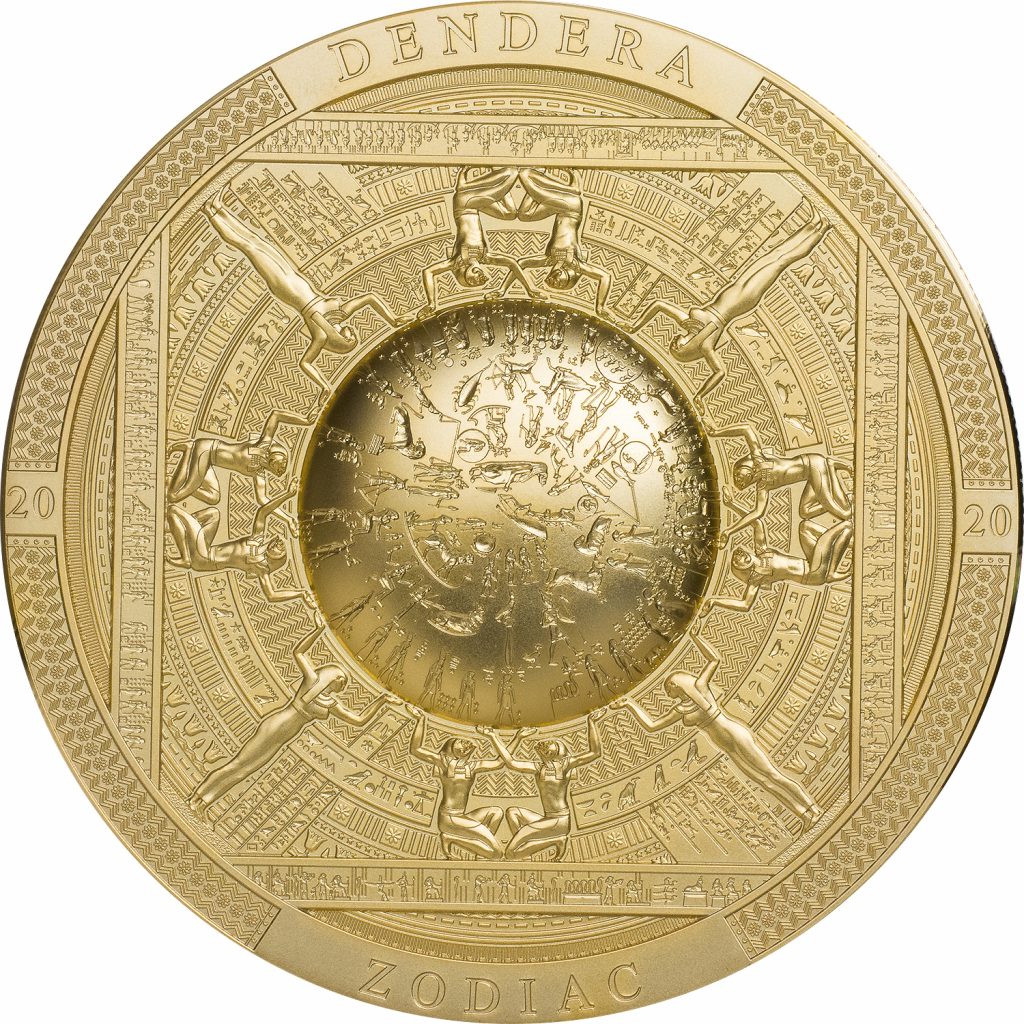Cook Islands - 2020 - 20 Dollars - GILDED Dendera Zodiac / Archeology ...