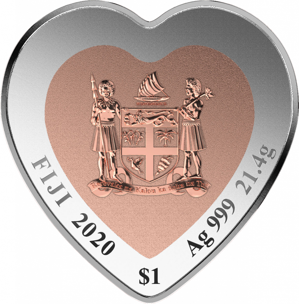 Fiji - 2020 - 1 Dollar - Celebrating Love Deer shaped bimetal ...