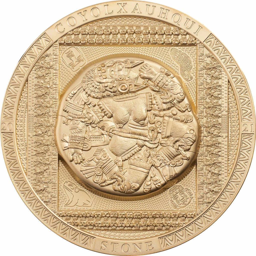 Cook Islands - 2021 - 20 Dollars - Aztec Coyolxauhqui Stone GILDED ...