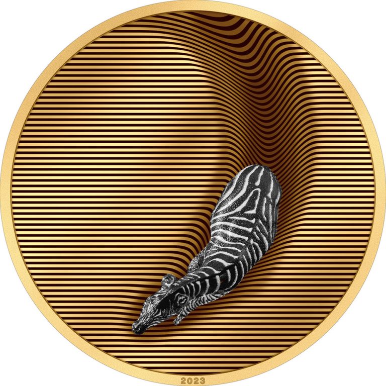Palau - 2023 - 20 Dollars - Zebra Camouflage of Nature GILDED EDITION ...