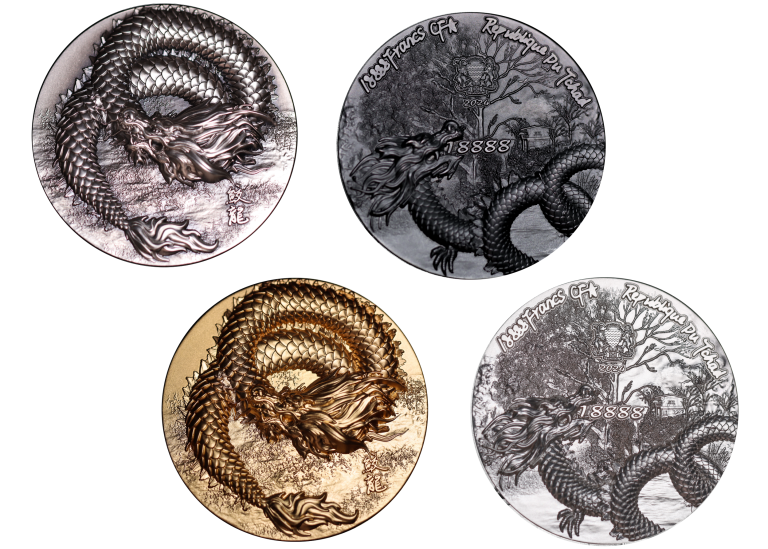 Chad - 2024 - 18888 Francs - 9 Dragon Series SCALED DRAGON (silver ...
