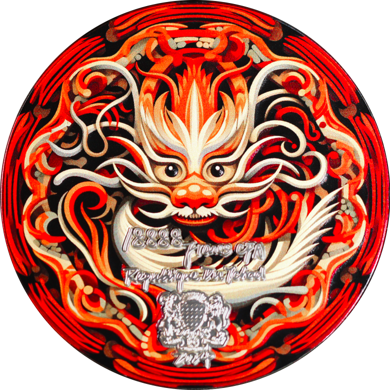 Chad - 2024 - 18888 Francs - 9 Dragon Series COILED DRAGON (silver ...