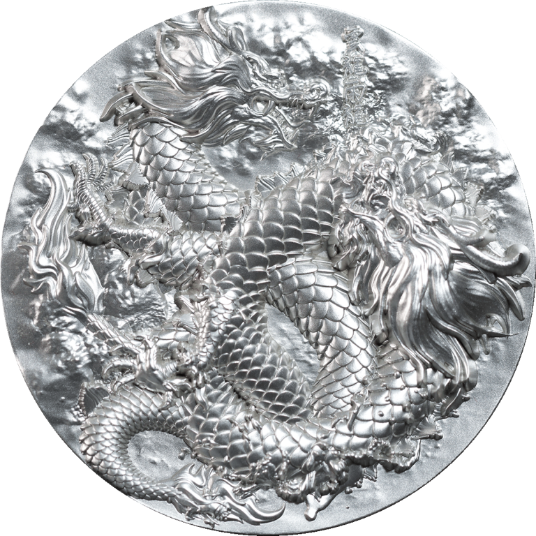Chad - 2024 - 18888 Francs - 9 Dragon Series FIRE DRAGON (silver/black ...