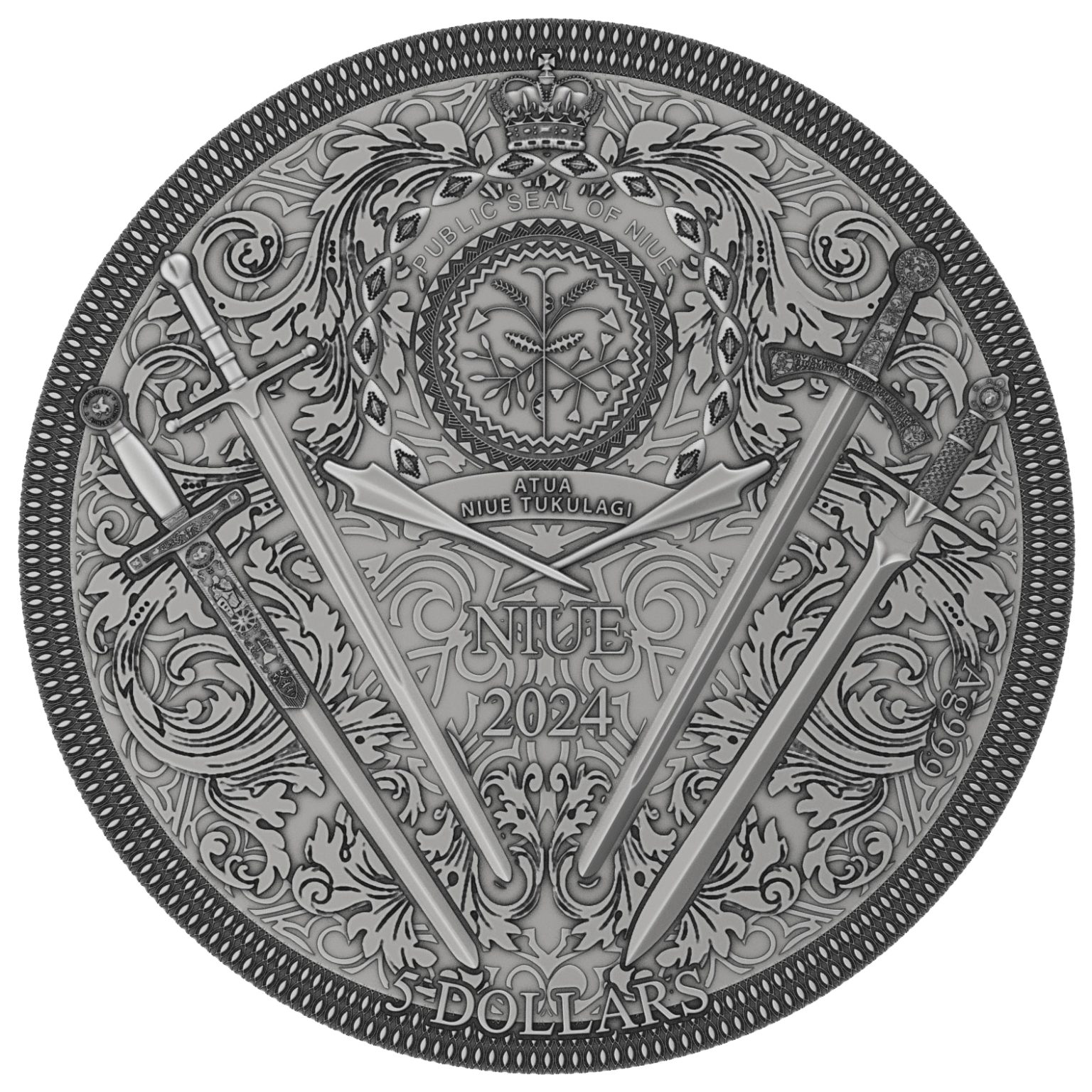 Niue - 2024 - 5 Dollars - Excalibur / Legendary Swords Series ...