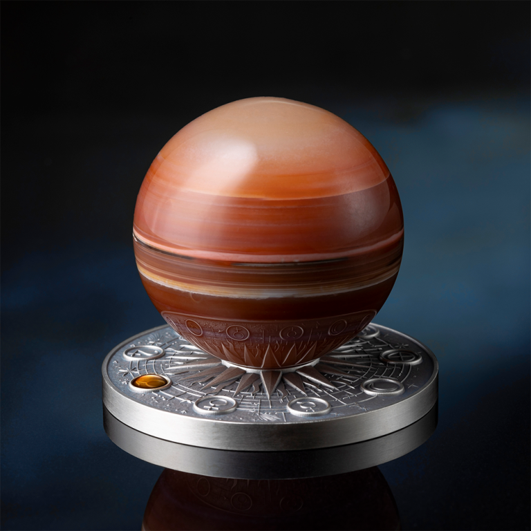 Ghana - 2024 - 10 Cedis - Mars Solar System with Natural Crystal Sphere ...