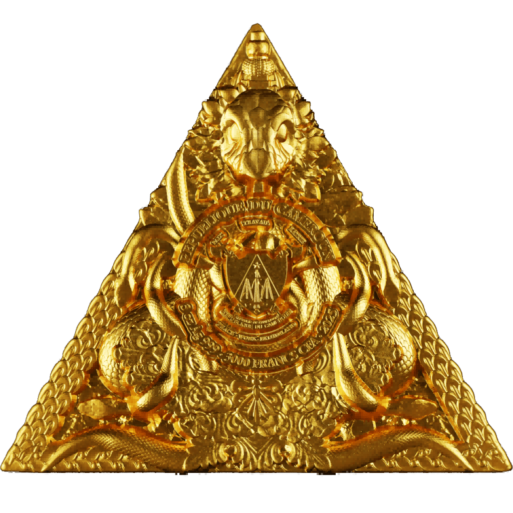 Cameroon - 2025 - 3000 Francs - Shiva God Triangle GILDED coin 3oz ...
