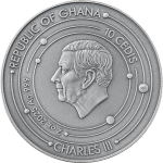 Ghana - 2025 - 10 Cedis - Jupiter Solar System with Natural Crystal ...