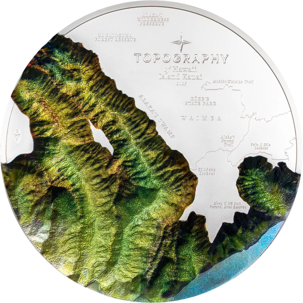 Cook Islands - 2025 - 100 Dollars - Hawaii Topography KILO silver ...